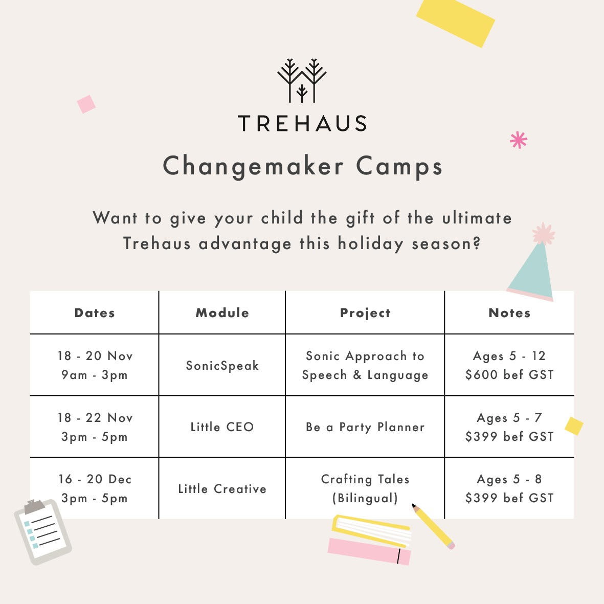 Holiday Changemaker Camps - Trehaus